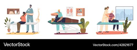 Set Of Osteopath Manual Therapist Doctor Massaging