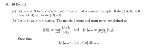 solved let a and b be n × n matrices prove or find a