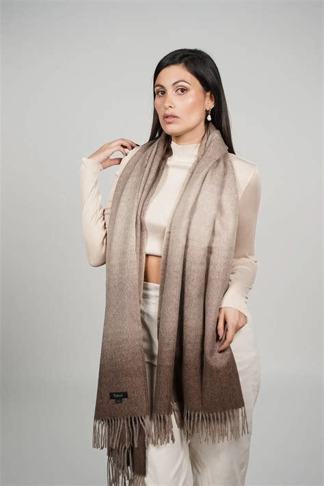 Alpaca Shawl In Chocolate Brown Ombre Tukuy Brand