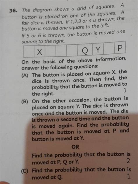 36 The Diagram Shows A Grid Of Squares A Button Is Placed Ion One Of Th
