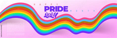 Stock Vektorgrafik „pride Month 2024 Pride Banner With Lgbt Flag Wave