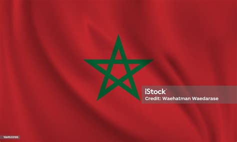 바람에 날리는 모로코의 국기를 흔든다 전체 페이지 비행 깃발 모로코 국기에 대한 스톡 벡터 아트 및 기타 이미지 모로코 국기 0명 3차원 형태 Istock