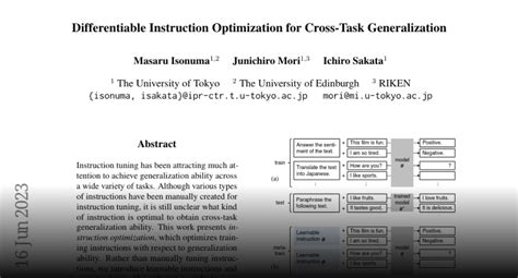 Paper Page Differentiable Instruction Optimization For Cross Task
