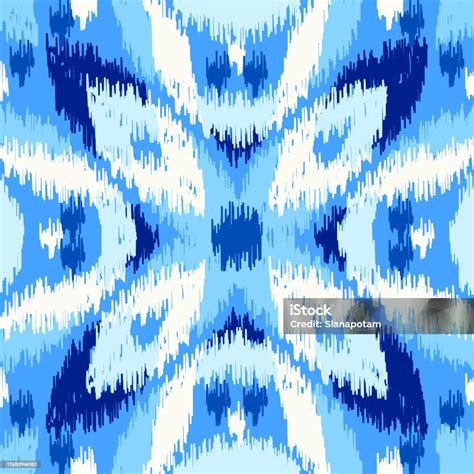 우즈벡 이캇 실크 패브릭 패턴 인디고 블루와 화이트 컬러 0명에 대한 스톡 벡터 아트 및 기타 이미지 0명 걸레 고풍스런 Istock