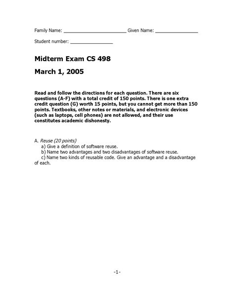 Midterm Exam Questions Software Engineering 2 Design And Development Cs 498 Docsity