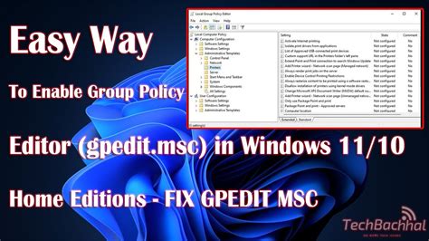 How To Enable Group Policy Editor Gpedit Msc In Windows 11 10 Home Editions Fix Gpedit Msc Youtube