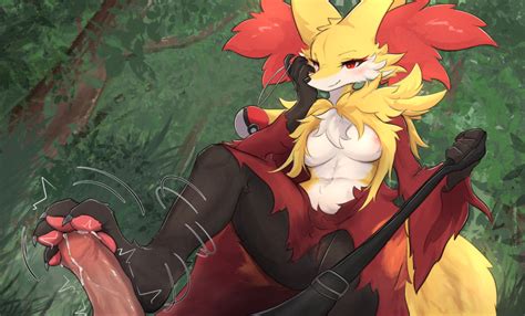 Rule 34 Animal Humanoid Anthro Areola Bodily Fluids Breasts Delphox