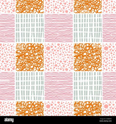 Hand Drawn Abstract Seamless Pattern Vector Illustration Of Curves