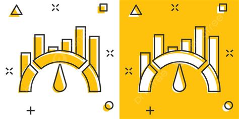Comic Style Benchmark Measure Icon With Rating Dashboard Vector Result