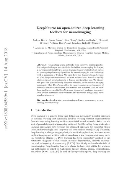 PDF DeepNeuro An Open Source Deep Learning Toolbox For Neuroimaging