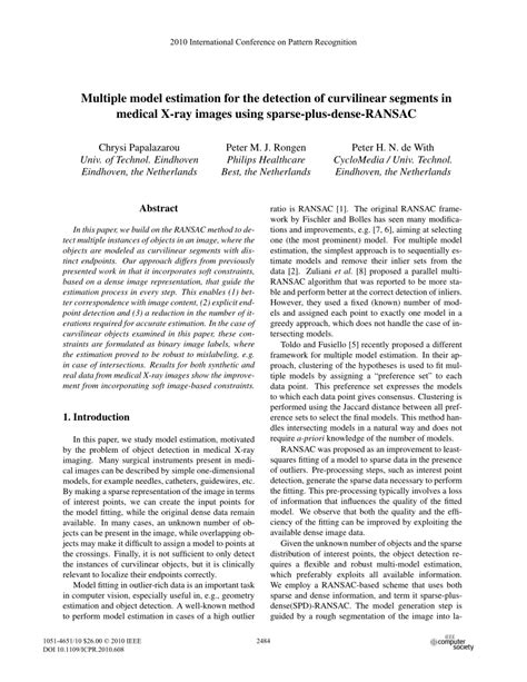 Pdf Multiple Model Estimation For The Detection Of Curvilinear