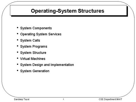 OperatingSystem Structures System Components Operating System Services System
