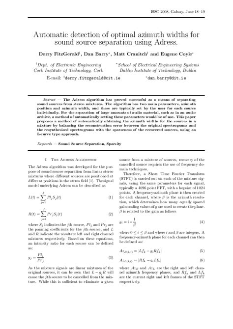 Pdf Automatic Detection Of Optimal Azimuth Widths For Sound Source