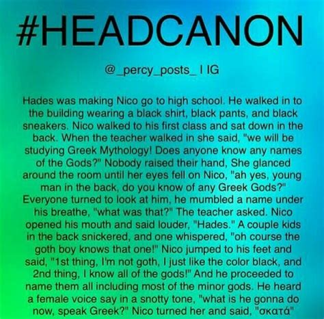 Nico Di Angelo Headcanon Percy Jackson Head Canon Percy Jackson