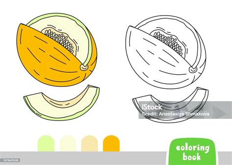 아이 들을 위한 색칠하기 책 멜론 페이지 책 잡지 색칠 벡터 일러스트 레이 션 0명에 대한 스톡 벡터 아트 및 기타 이미지