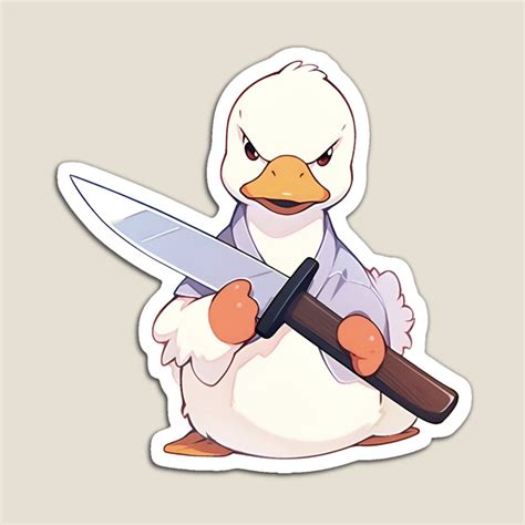 Cute Duck With Knife Sticker