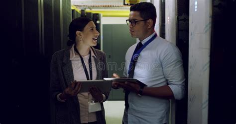 People Teamwork And Tablet In Server Room For Information Technology
