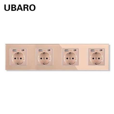 Характеристики Розетка электрическая четырехпостовая с Usb и Type C