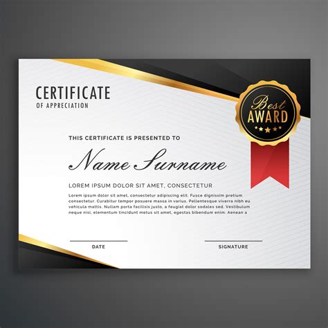 Luxurious Certificate Design Vector Template Download Free Vector Art