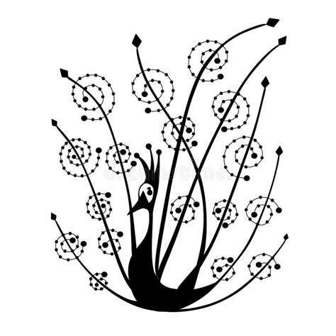 Black And White Stylized Peacock Stock Vector Illustration Of White