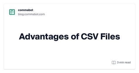 Advantages Of Csv Files