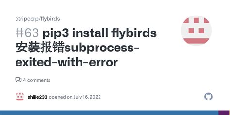 Pip3 Install Flybirds 安装报错subprocess Exited With Error · Issue 63