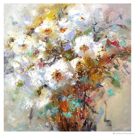 Картина маслом Цветы в вазе холст 50 70 см купить в интернет магазине Ярмарка Мастеров по