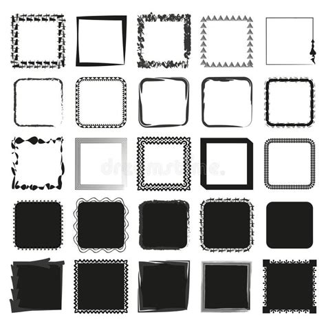 Diverse Frames Set Assorted Square Borders Decorative Elements Vector Illustration Eps 10