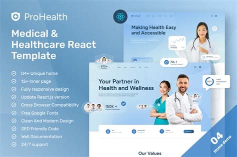Prohealth Medical And Healthcare Reactjs Template Site Templates