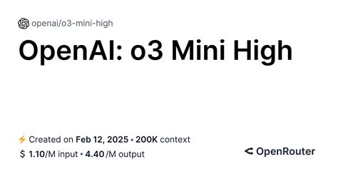 openai o3 mini high provider status openrouter
