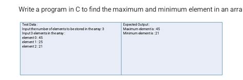 Solved Write A Program In C To Find The Maximum And Minimum