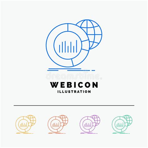 Big Chart Data World Infographic 5 Color Line Web Icon Template Isolated On White Vector
