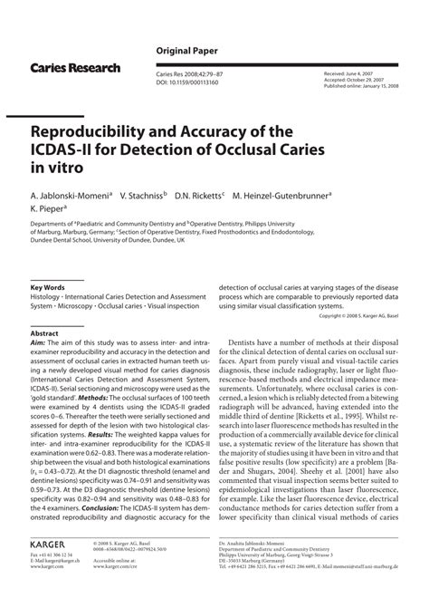 Pdf Reproducibility And Accuracy Of The Icdas Ii For Detection Of