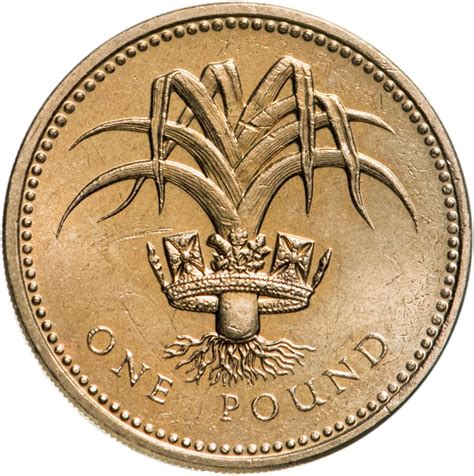 Монета Великобритания 1 фунт (pound) 1990 стоимостью 1000 руб.