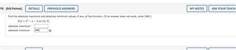 Solved Find The Absolute Maximum And Absolute Minimum Chegg