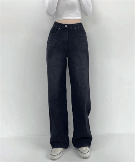 숏미들롱~2xl히든밴딩 데일리 인생바지 흑청 워싱 롱와이드 하이웨스트 데님 팬츠