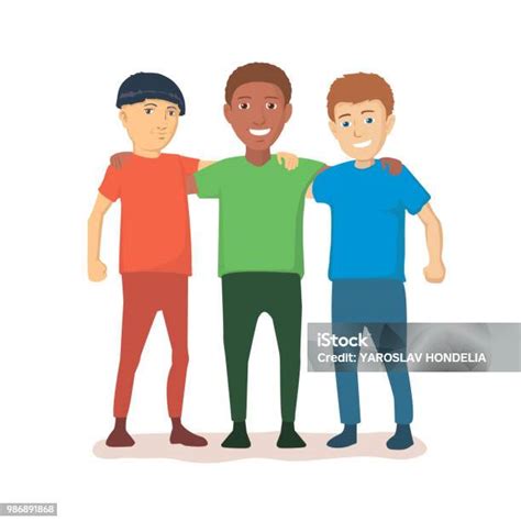 최고의 친구 수용 남자는 회의에 기 뻐 합니다 평면 스타일에서 벡터 일러스트 레이 션 개념에 대한 스톡 벡터 아트 및 기타 이미지 개념 긍정적인 감정 표현 남자