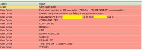 Error When Opening An Rfc Connection Cpic Call Sap Community