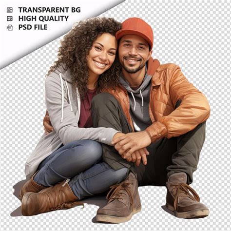 Desenho De Casal Latino Estilo Ultra Realista Fundo Branco Psd Premium