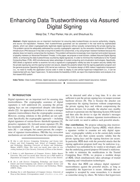 Pdf Enhancing Data Trustworthiness Via Assured Digital Signing
