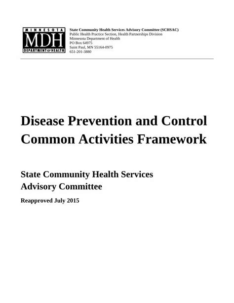 Pdf Disease Prevention And Control Common Activities Framework