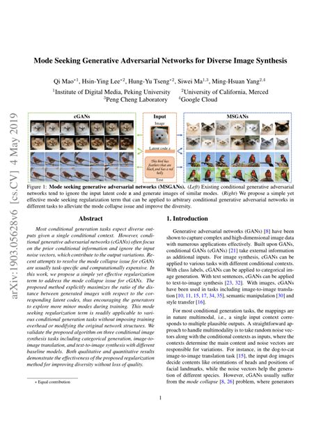 Pdf Mode Seeking Generative Adversarial Networks For Diverse Image