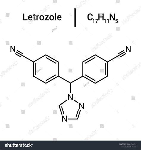 Chemical Structure Letrozole C17h11n5 Stock Vector Royalty Free