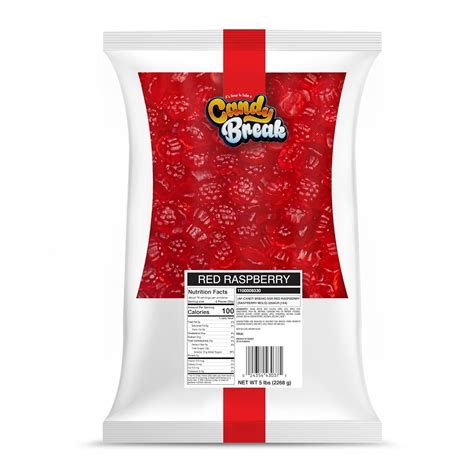 Candy Break Red Raspberry Bulk Gummy Candy 5 Lbs Bag Share Size Bags Candy Break