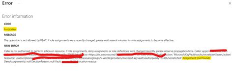 Rbac Forbidden Error For User With Verified Owner Role On Key Vault