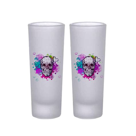 Frosted Shooter Glasses Design Colorful Skull