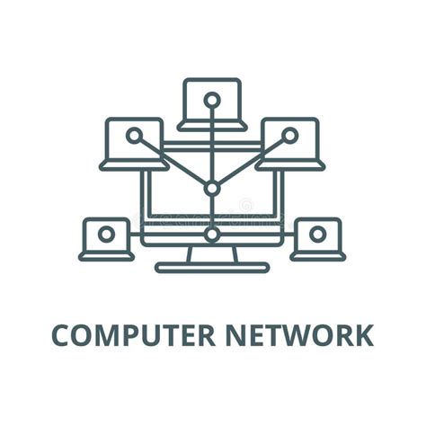 Computer Network Line Icon Vector Computer Network Outline Sign Concept Symbol Flat