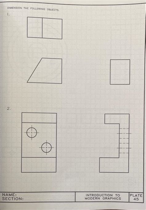 solved dimension the following objects 1 2 name section