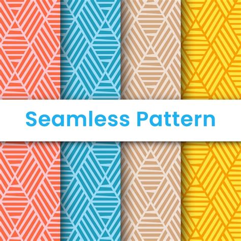 Premium Vector Set Striped Abstract Seamless Background With Rhombuses Colorful Infinity