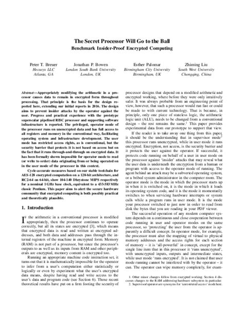 Pdf Superscalar Encrypted Risc The Measure Of A Secret Computer